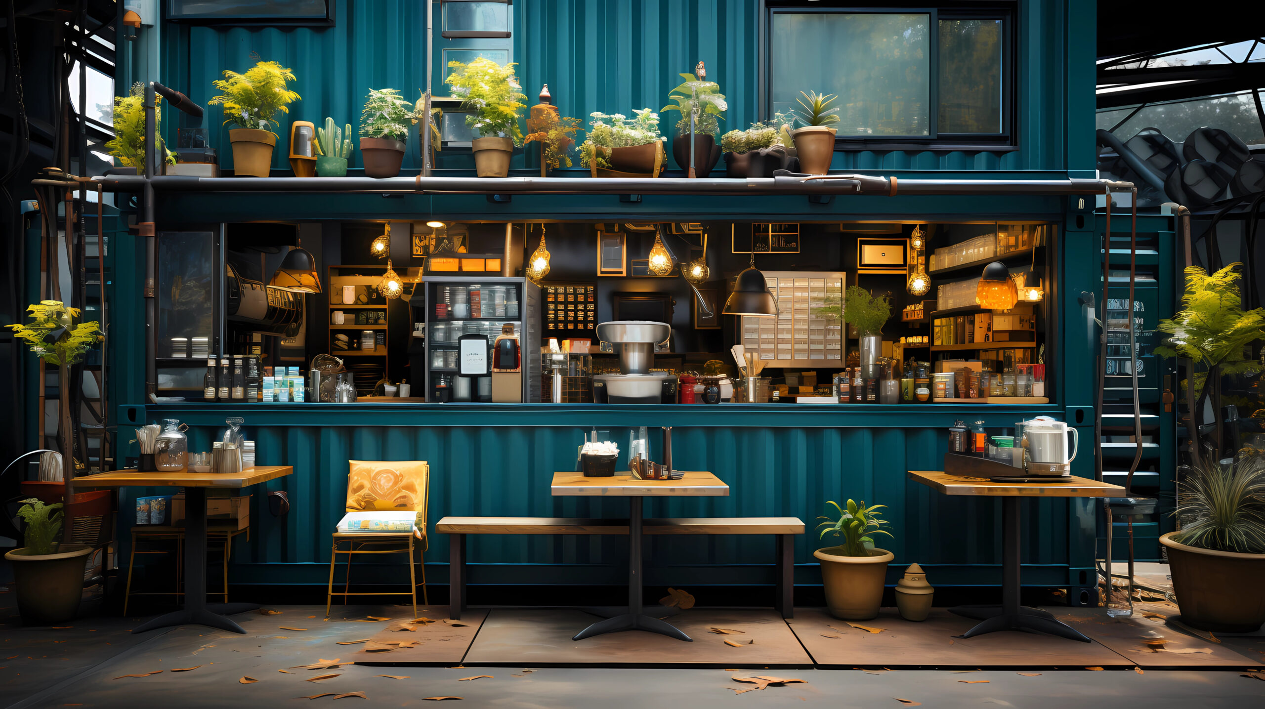container converted into a cafe - 700 N COTTAGE